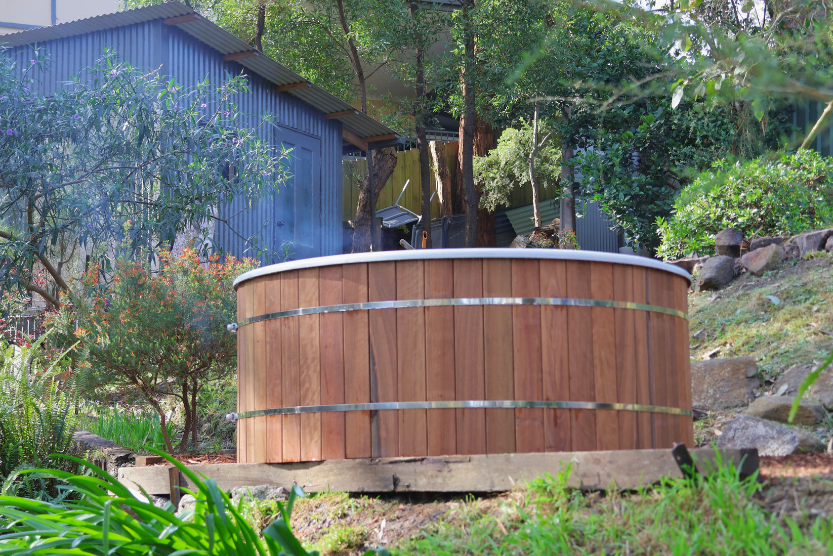 Off Grid Wood Fired Hot Tub – Barrel Tubs