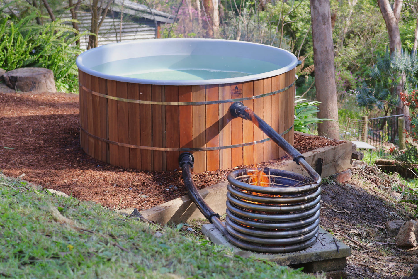 Off Grid Wood Fired Hot Tub – Barrel Tubs